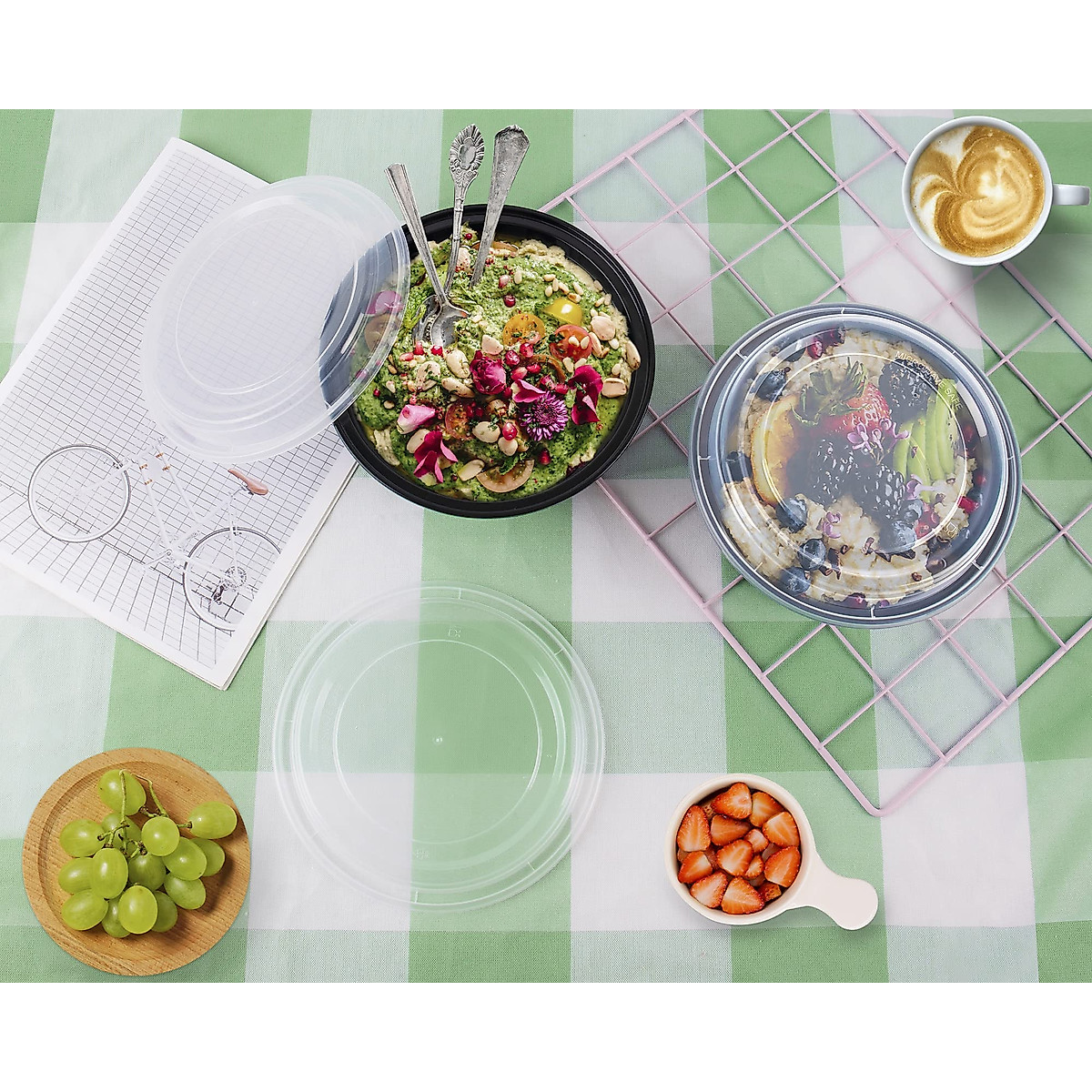 MBC MAT BOARD CENTER, 150-Pack (38 Oz) 1-Compartment Food Container-Round Meal Prep Bowls with Lid-Portable Lunch Box-Stackable-Bpa Free-Freezer/Microwave/Dishwasher Safe-Reusable Storage