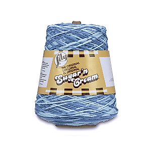 Lily Sugar'n Cream Cotton Cone Yarn, 14 oz, Faded Denim Ombre, 1 Cone