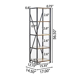 Christopher Knight Home Roney Acacia Wood Bookcase with Iron Accents, 17", Natural Stained With Rustic Metal