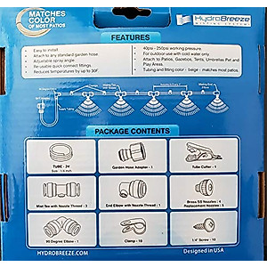 Patio Misting System with Brass/Stainless Steel Misting Nozzle. Outdoor Cooling System. 24 Ft 1/4'' Beige Tubing - 4 Nozzles System. Best Mistcooling system. Patio Misting | Outdoor Living | Drip Irrigation System
