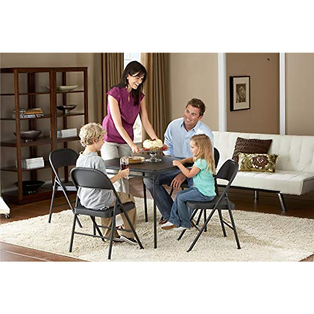 Cosco Black, Steel Folding Chair, 4 Pack