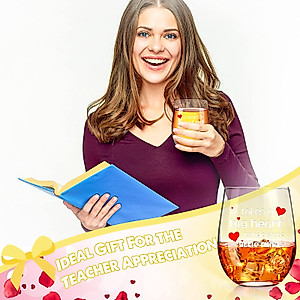 Patelai 2 Pieces Teacher Wine Glasses, Teacher Gifts for Women or Men, Thank You Gift Ideas 15 oz Wine Glass Appreciation Birthday Graduation Gifts for Teachers and Professors