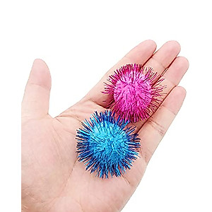 MYYZMY 24 Pcs Cat Balls Toys, 1.8 Inch Sparkle Balls, Tinsel Glitter Pom Pom Balls Cat's Favorite Toys, Random Color