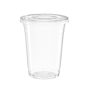 Comfy Package [50 sets] - 16 oz. Crystal Clear Plastic Cups With Flat Lids