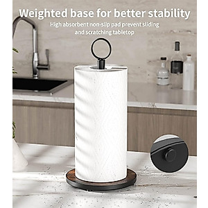 OROPY Paper Towel Holder for Countertop, Heavy Weighted Faux Marble, Kitchen Paper Roll Holder Stand for Standard or Jumbo-Sized Rolls