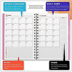 Pink Daily Planner 2.0 - Daily Planner 2023 Page a Day - Monthly, Weekly and Daily Sections Simplified - Undated Goal Oriented 3 Month Agenda Planner by Panda Planner - 5.75” x 8.25”