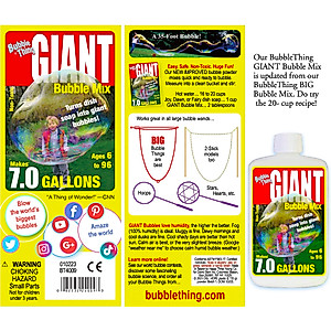 BUBBLETHING GIANT Bubble Mix | Concentrate Makes 7 Gallons Big Bubble Solution for Kids All Ages | Refills Giant Bubble Wands, Toys, Makers | Easy, Safe, Nontoxic Certified