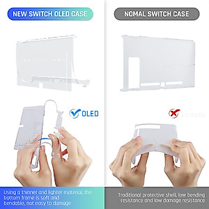 Protective Case for Nintendo Switch OLED Model 2021, FANPL Dockable Case Cover with Flip Shell for Switch OLED, Crystal Case Accessories with 1 Screen Protector and 10 Thumb Grip Caps (Clear)