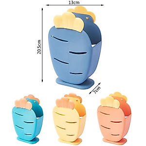 Hoshen Household Tableware Spoon Chopstick Cage, Kitchen Standing Chopstick Cage, Double-Compartment Drain Chopstick Cage，Carrot Shape，Blue