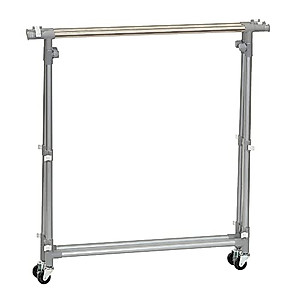 Household Essentials 3307-1 Folding Double Garment Rack with Wheels | Hang and Dry Clothes, Silver