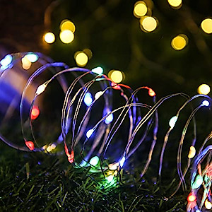mafiti 2 Pack Coloured Solar String Lights Outdoor,12M/40Ft 120 LED 8 Modes Solar Garden Lights Waterproof Fairy Lights Copper Wire Decorative Lighting for Home,Garden,Patio,Yard,Party,Wedding