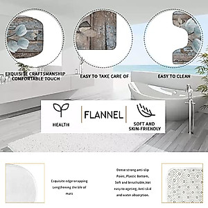 4 Piece Fun Butterfly Vintage Wooden Floral Tulip Flower Shower Curtains Sets with Non-Slip Rugs, Toilet Lid Cover and Bath Mat, Bathroom Sets with Shower Curtain and Rugs and Accessories