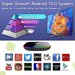 Android 10.0 TV Box 2GB RAM 16GB ROM with H616 Chip Quad-core Android TV Box Supports 2.4GHzWiFi/100M LAN/6K 3D Ultra Clear/H.265 Decoding/USB2.0 Android Box Smart TV Boxes