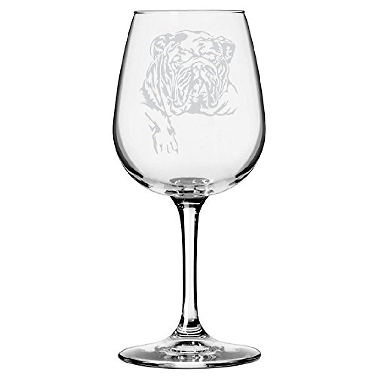 Bulldog Dog Themed Etched All Purpose 12.75oz Wine Glass