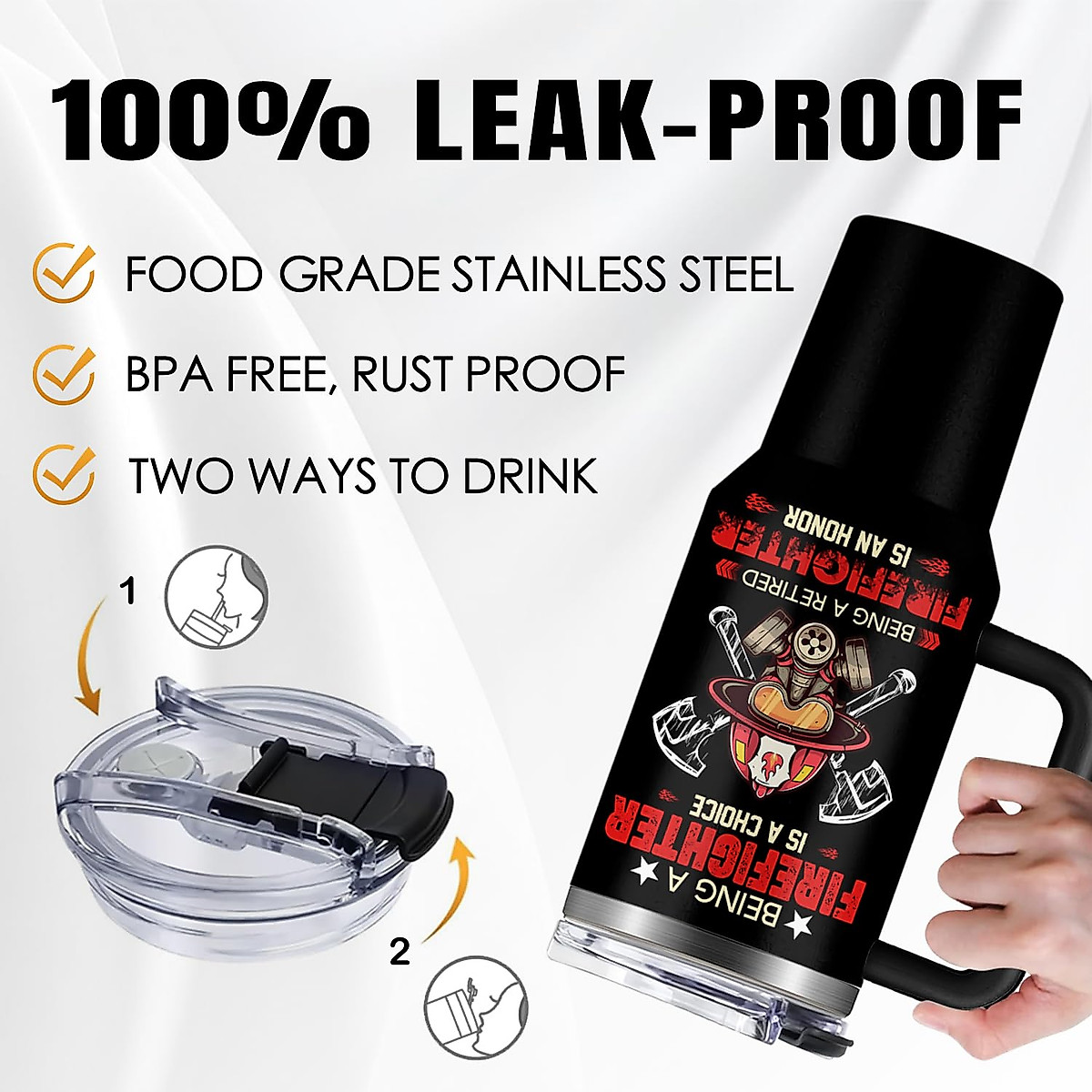 NIAXAUYT Retired Firefighter Gifts for Men Women, Retired Fireman Stainless Steel Tumbler Cup 40 oz, Retirement Birthday Gifts for Fireman, Being A Retired Firefighter is An Honor Insulated Mug