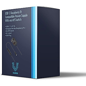 Vilros Raspberry Pi 4 & 400 Compatible Power Supply (USB-C) with on/Off Switch