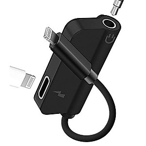 Headphone Adapter Lightning to 3.5mm AUX Audio Jack and Charger Extender Dongle Earphone Headset Splitter Compatible with iPhone 11 12 Mini pro max xs xr x se2 8 7Plus for Ipad Air Cable Converter