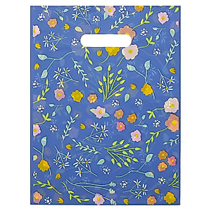 100 Pack Floral Party Gift Bags with Handles (9 x 12 in)
