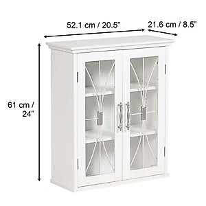 Teamson Home Delaney 20.5 in. x 24 in. 2-Door Removable Wooden Wall Cabinet with Adjustable Shelves for Storage Solutions in Bathrooms, Kitchens, Laundry Rooms, Home Offices, White