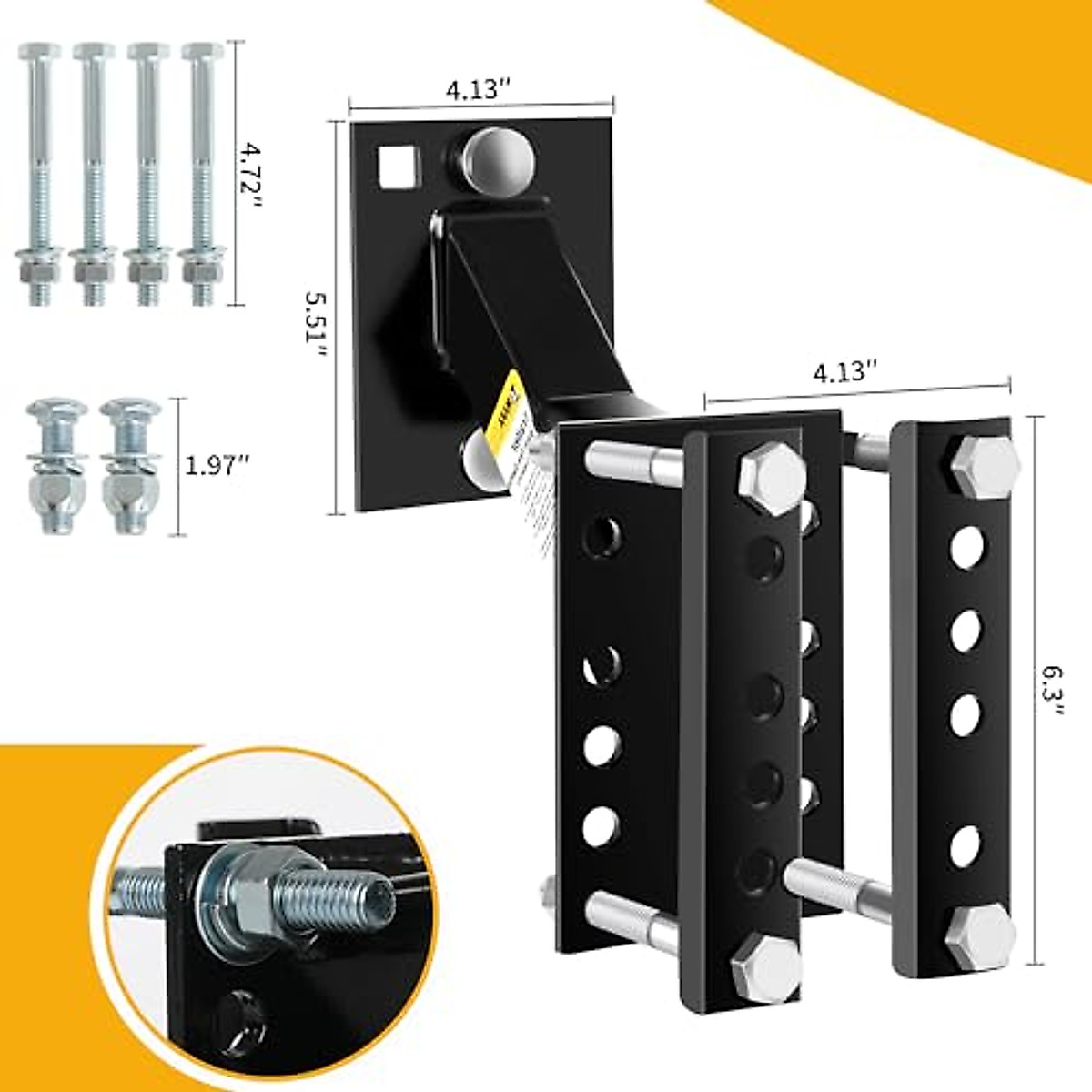 MaxxHaul 50214 Spare Tire Carrier Mount for Utility Boat Trailer Bracket Holds 4 Lugs (4 on 4" Bolt Pattern) and 5 Lugs (5 on 4-1/2" Bolt Pattern) Trailer Wheels