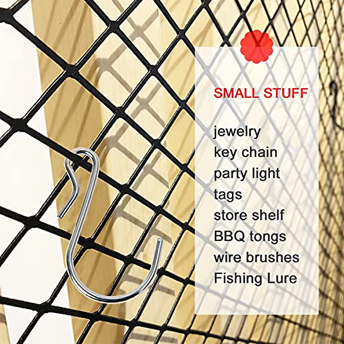 Qfeley Small S Hooks Stainless Steel, 100pcs S Shaped Metal Hooks Stainless Steel S Clip Hangers Connectors Christmas Ornaments Hanging Hooks for Christmas Wire Shelving Bathroom Office, 1.7”/4.3cm