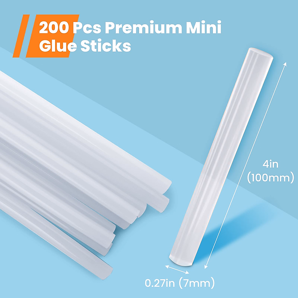 Mini Glue Gun Sticks, GoGonova 200 Pcs Clear Mini Glue Sticks, 0.27" Diameter and 4" Long Hot Melt Glue Sticks - Compatible with Most Mini Glue Guns