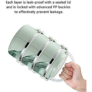Bento Stackable Lunch Box Stainless Steel Thermal Compartment Multi-layered Leakproof Lunch Containers Insulated Bento Box, Thermal Compartment Lunch/Snack Box 3 tier Green