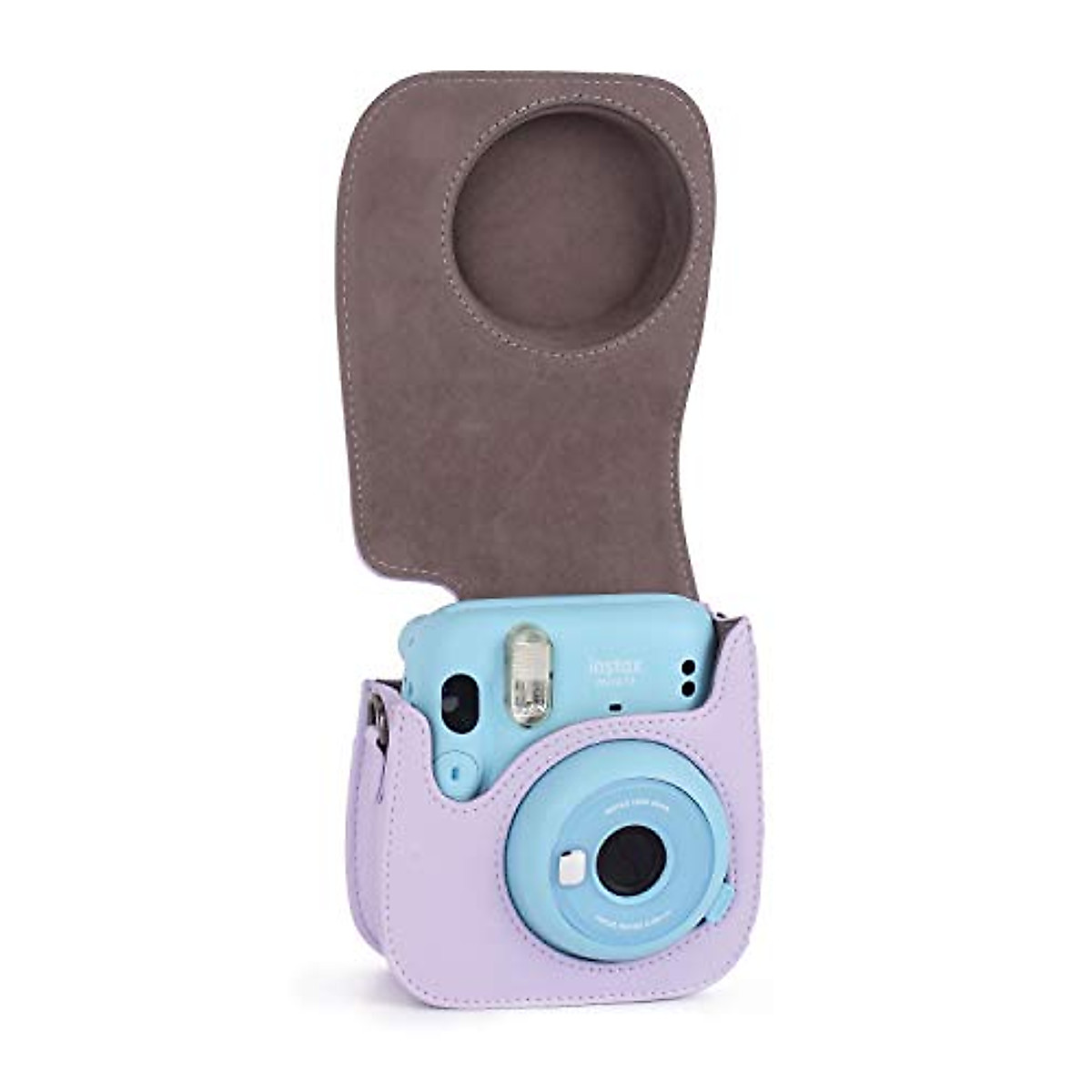 Phetium Instant Camera Case Compatible with Instax Mini 11,PU Leather Bag with Pocket and Adjustable Shoulder Strap (Lilac Purple)