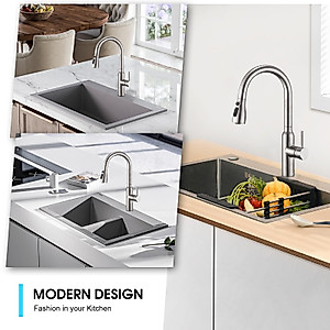 CREA Kitchen Faucet,Kitchen Faucet with Pull Down Sprayer,RV Kitchen Sink Faucet,Stainless Steel Kitchen Faucet Single Handle 3 or 1 Hole High Arc Mixer Water Faucet for Kitchen Sink Farmhouse Camper