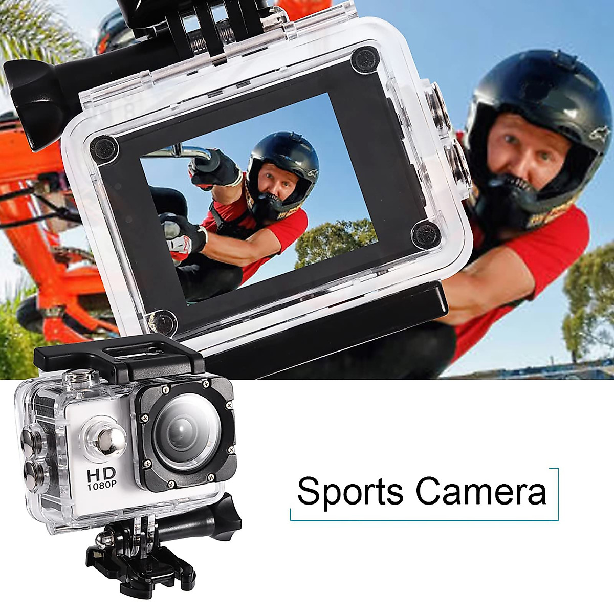 FOSA 1080P Action Camera Ultra HD Underwater Camera, 30 Meters Waterproof 90 Degree Wide Angle Outdoor Sports Cam Kit with Waterproof Housing Case, Mini DV Camcorder Buildin Rechargeable Battery