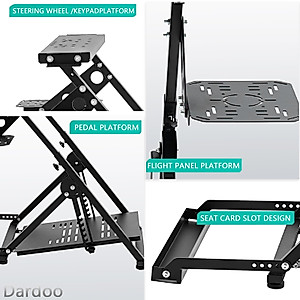 Dardoo G920 X Type Flight Racing Simulator Cockpit Frame Fit for Logitech/Thrustmaster G25 G27 G29 G923 T128X T248 T300 T458,Foldable Adjustable Driving Wheel Stand,No Wheel,Pedal,Handbrake & Shifter