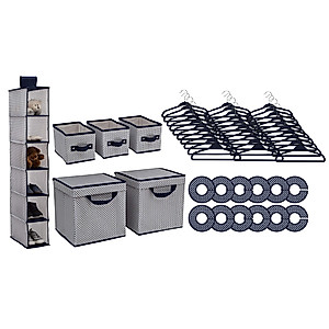 Delta Children Nursery Storage 48 Piece Set - Easy Storage/Organization Solution - Keeps Bedroom, Nursery & Closet Clean, Navy