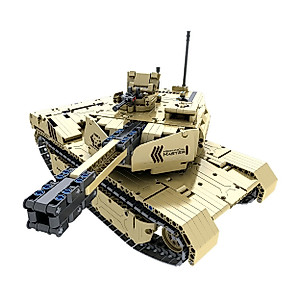 Bo Toys R/C Shooting Tank Building Bricks Radio Control Toy, 1276 Pcs Military Battle Storm of The Desert Tank Kit with USB Rechargeable Battery, Construction Build It Yourself Toys