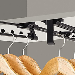 Cabilock Heavy Duty Clothes Rack Extendable Out Closet Rod Heavy Duty Closet Valet Rod Sliding Wardrobe Closet Rod Wardrobe Clothes Rail for Home Clothing Closet Storage Black Heavy Duty Hangers