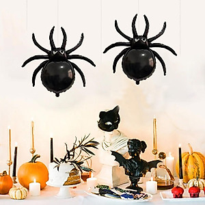 4 PCS Halloween Spider Balloons,Black Spider Foil Balloons,3D Realistic Black Spiders Balloon,Halloween Balloons for Halloween Decoration Day of Death New Year Birthday Spooky Party