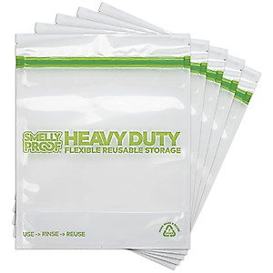 SMELLY PROOF - Reusable Clear Odor-Proof Storage Bags - 5-PACK - Barrier Technology - Made in the USA