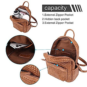 SHOMICO Woven Backpack for Women Trendy Daypacks Stylish Backpack Purse Women's Fashion Backpack for Travel Vacation (Large Brown Woven)