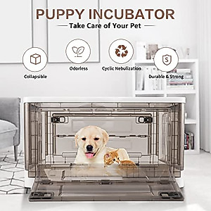 HKDQ Puppy Incubator, Pet Incubator Box Large PET Brooder Nursery,Nebulization Box,Kitten Incubator,Incubator for Puppies with Pet Heating Pad and Pet Medicine Feeder（55L）