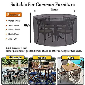 BAOFI Garden Furniture Covers Waterproof 24x24in, Patio Furniture Cover Round, Table Covers 420D Oxford Fabric Windproof Dust Proof Rip Proof for Outdoor Dining Table and Chairs