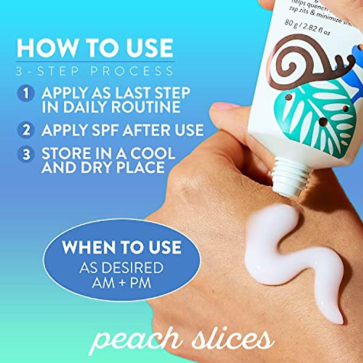 Peach Slices | Snail Rescue All-in-One Oil Free Face Moisturizer | 95% Snail Mucin | Lightweight, Long-Lasting Hydration | Silicone-Free | Face Cream | Skin Care | Clean & Cruelty-Free | 2.82 oz