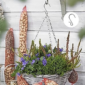 Hooney 32 Pack S Hooks,Heavy Duty Metal S Hooks with Safety Buckle Design,Multipurpose Metal Hooks,for Hanging String Lights,Bird feeders,Plants,Pots and Pans,Bags,Clothes(Black,Silver)