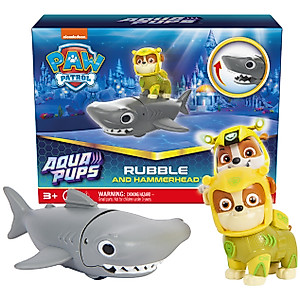 Paw Patrol, Aqua Pups Rubble and Hammerhead Action Figures Set, Kids Toys for Ages 3 and up