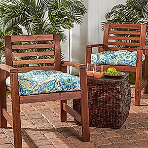 Greendale Home Fashions Square Outdoor Dining Seat Cushion, Set of 2, Paisley 2 Count