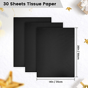 Hlonon Black Tissue Paper for Gift Bags - 30 Sheets of Black Wrapping Tissue Paper Bulk Packaging Paper for Weddings Birthday DIY Project Christmas Gift Wrapping Crafts Decor (14 x 20 Inch)
