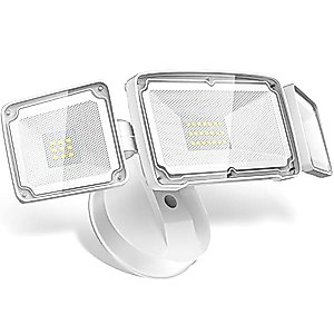 Amico LED Flood Lights Outdoor 3500LM Security Light, 30W Bright Outdoor Flood Light, 5000K Daylight White, IP65 Waterproof 3 Adjustable Heads for Garage, Backyard, Patio, Garden, Porch&Stair(White)