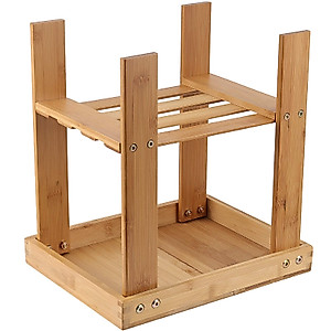 ZEONHAK 2 Pack 12.3 x 9.4 x 13.2 Inches Bamboo Step Stool, Bamboo Foot Stool, Bamboo Small Seat Stool for Garden, Living Room, Kitchen, Bathroom, Bedroom