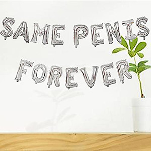 TOYANDONA Bachelorette Party Banner, Bachelor Party Balloons- Same Forever Banner, Bridal Shower Supplies Bride to be Decoration- Silver