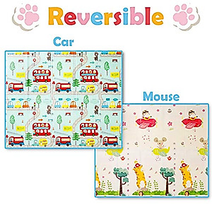 Gentle Monster Baby Play Mat, Extra Large Foldable Play Mat for Baby, Portable Baby Crawling Mat, Waterproof Non Toxic Anti Slip Soft Foam Reversible Playmat for Toddlers and Kids 77" x 70"