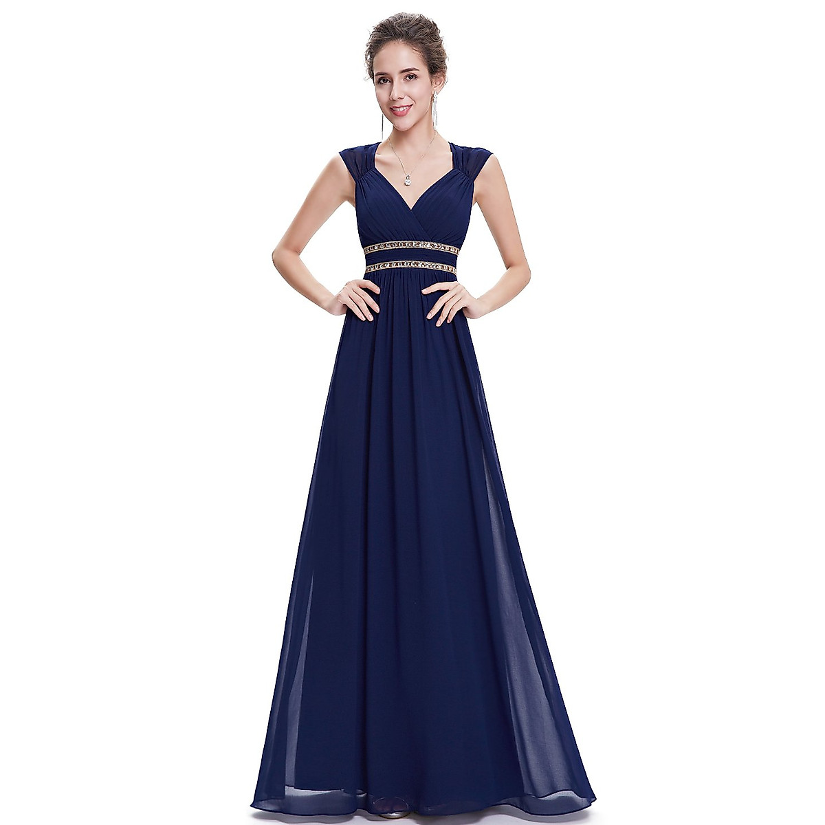 Ever-Pretty Womens Formal Sleeveless V-Neck Long Evening Dress 8 US Navy Blue