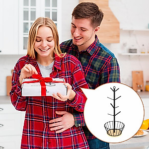 simesove Drying Storage Rack Holder Home Storage Mug Hooks Multipurpose Display Stand Metal Tree Shape Mug Coffee Cups Stand with 8 Hooks-Bamboo Base with Coffee Basket